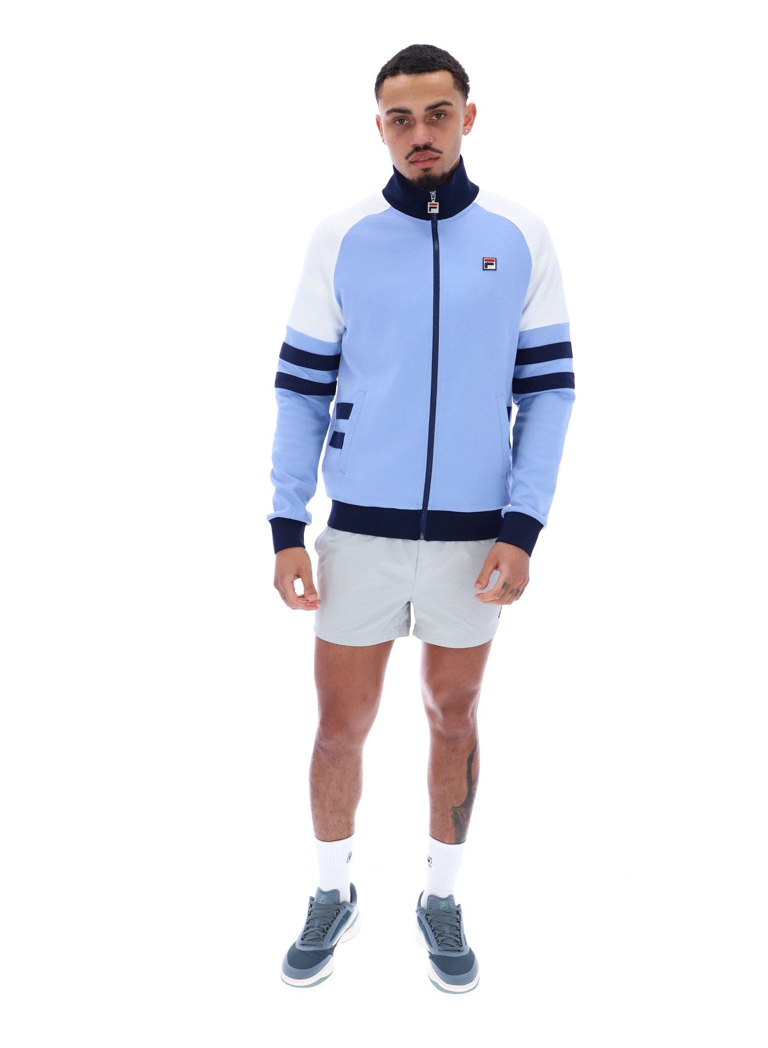 Founder Cut And Sew Track Jacket In Vista Blue/Fila Navy/White — Golden ...